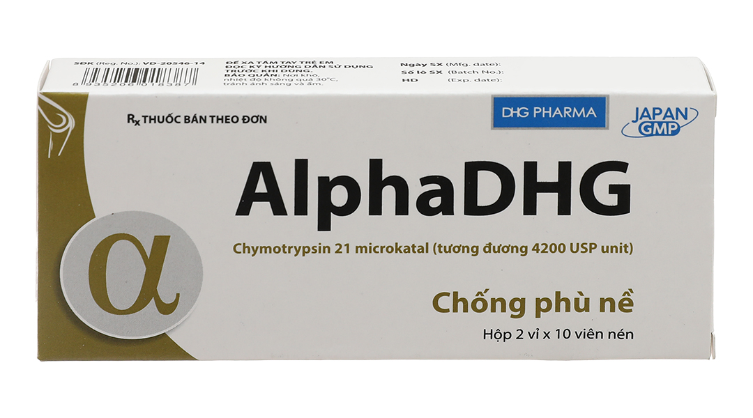AlphaDHG hộp 20 viên trị phù do chấn thương, bỏng-Nhà thuốc An Khang