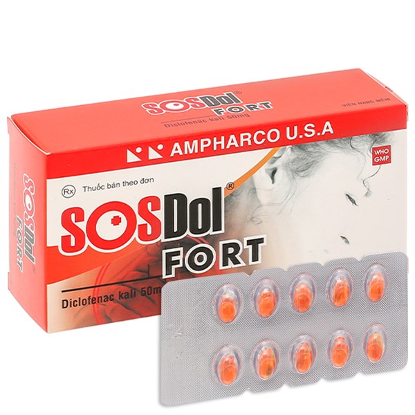 SOSDol Fort 50mg giảm đau, kháng viêm xương khớp, gout cấp (3 vỉ x 10 ...