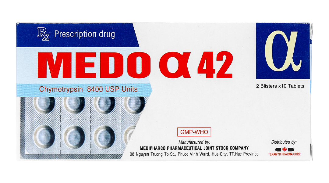 Medo Alpha 42 8400IU trị phù nề sau chấn thương, phẫu thuật (2 vỉ x 10 ...