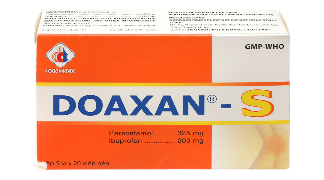 Doaxan S giảm đau, kháng viêm xương khớp (5 vỉ x 20 viên) - 07/2024 ...