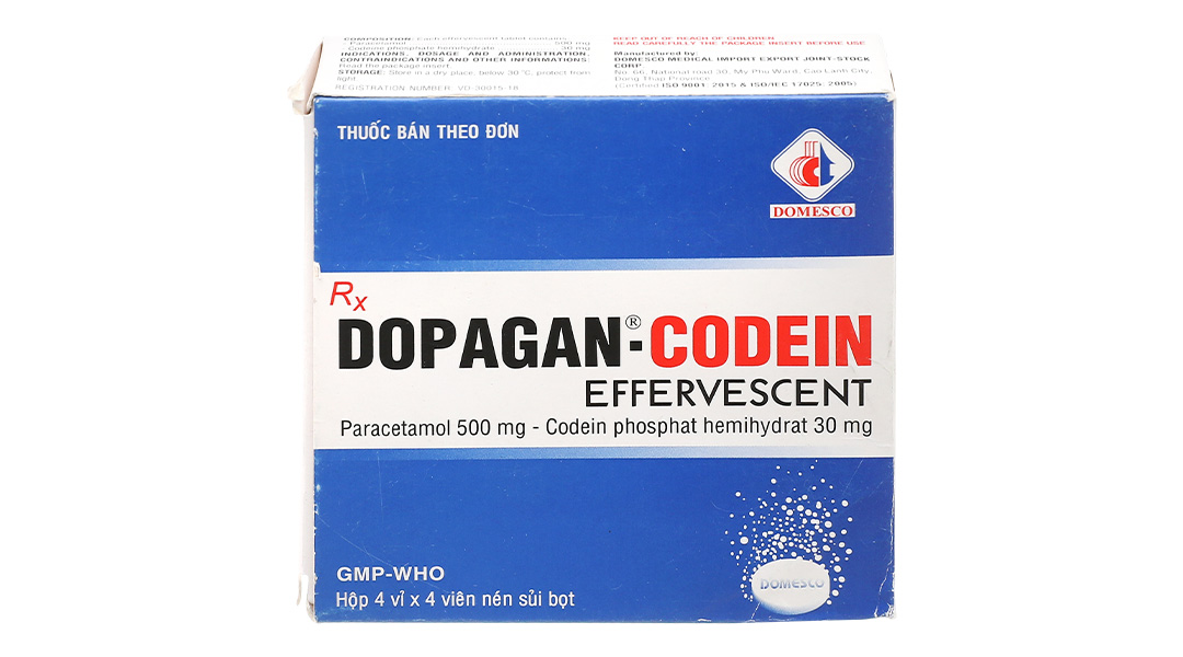 Viên sủi Dopagan-Codein Effervescent trị cơn đau mức độ trung bình (4 ...