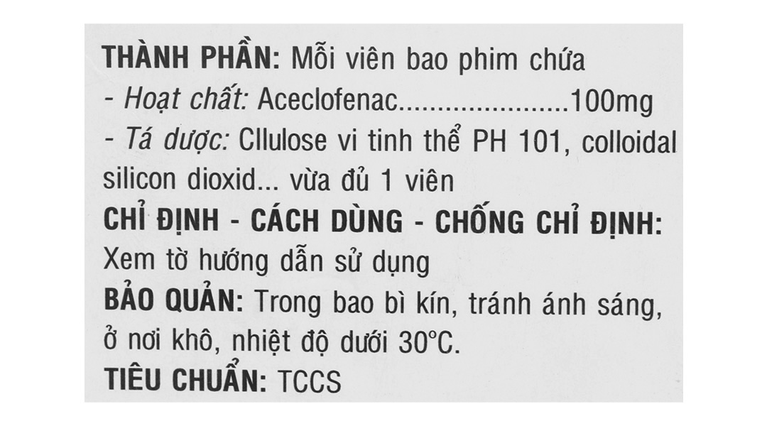 Aclon 100mg giảm đau và kháng viêm xương khớp (10 vỉ x 10 viên) - 08/ ...