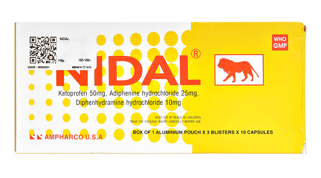 Nidal giảm đau khi co thắt cơ trơn (3 vỉ x 10 viên) - 08/2024 ...