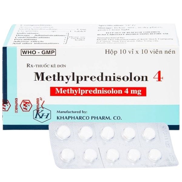 Methylprednisolon 4 Khapharco chống viêm, ức chế miễn dịch (10 vỉ x 10 ...