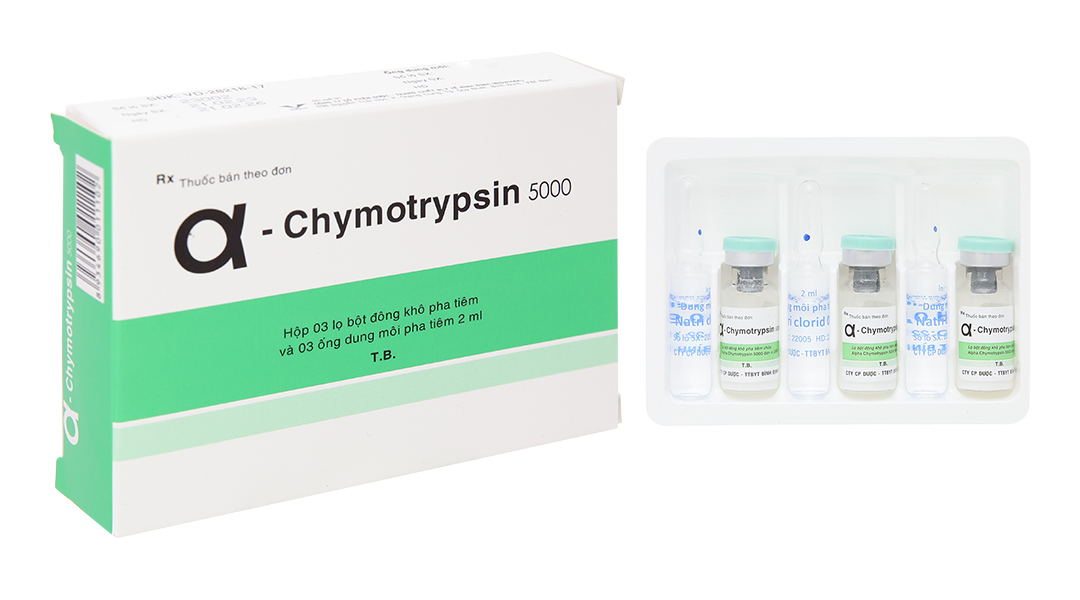 Bột khô Alpha-Chymotrypsin 5000 Bidiphar trị phù nề sau chấn thương (3 ...