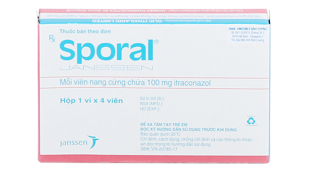 Thuốc Sporal 100mg hộp 4 viên-Nhà thuốc An Khang