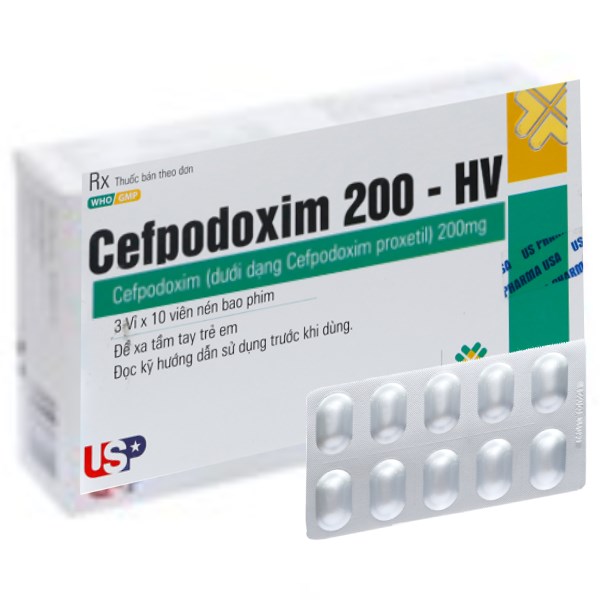 Cefpodoxim 200-HV trị nhiễm khuẩn (3 vỉ x 10 viên) - 10/2024 ...