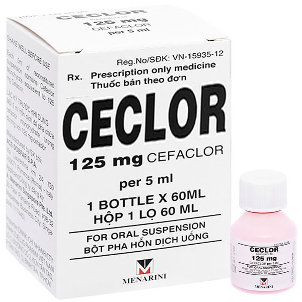 Cốm pha hỗn dịch uống Ceclor Menarini 125mg/5ml trị nhiễm khuẩn lọ 60ml ...