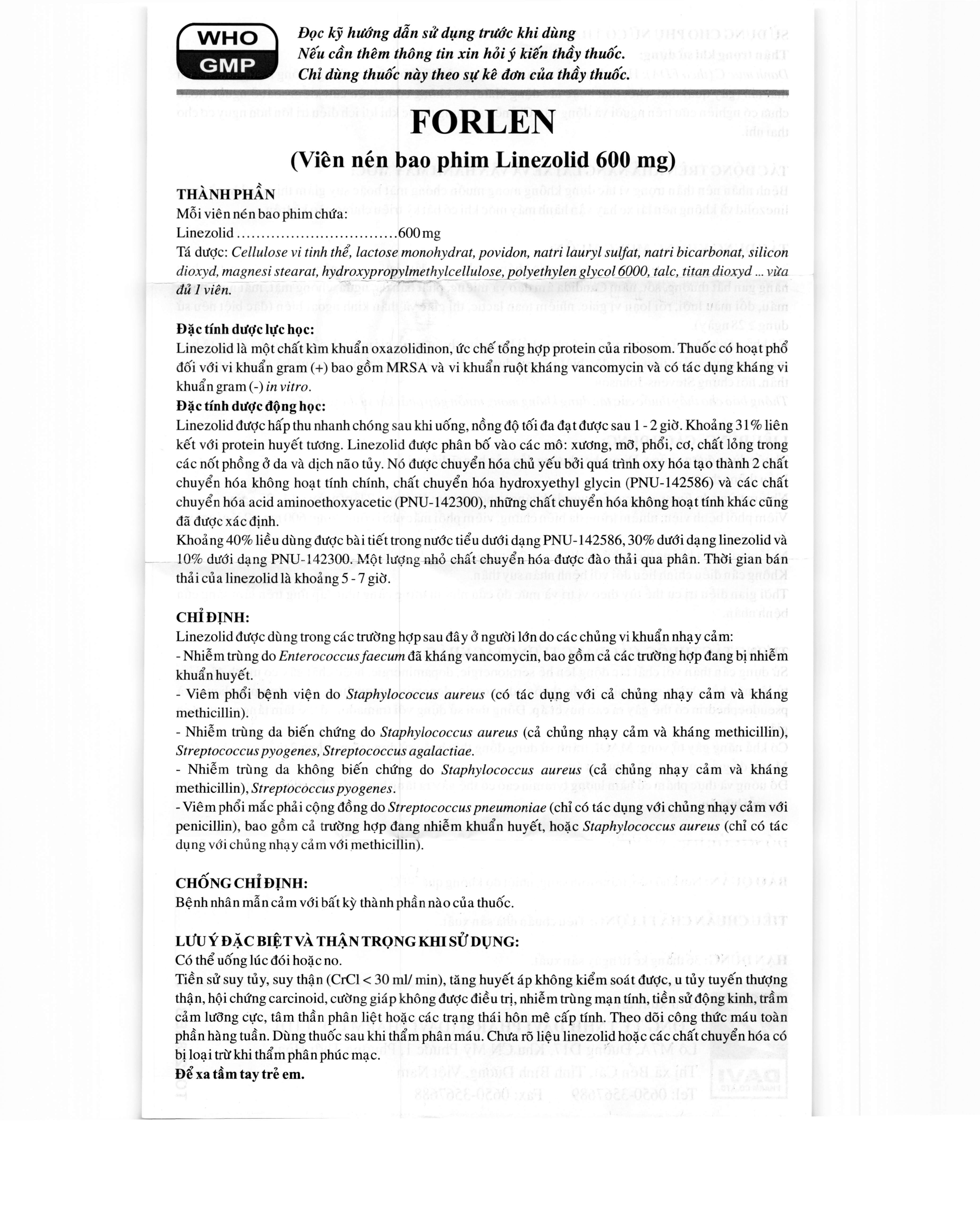 Thuốc kháng sinh Forlen 600mg hộp 20 viên-Nhà thuốc An Khang