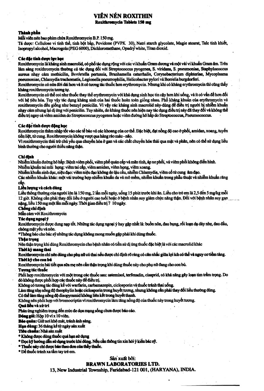 Roxithin 150mg trị nhiễm khuẩn (10 vỉ x 10 viên) 04/2023 ...