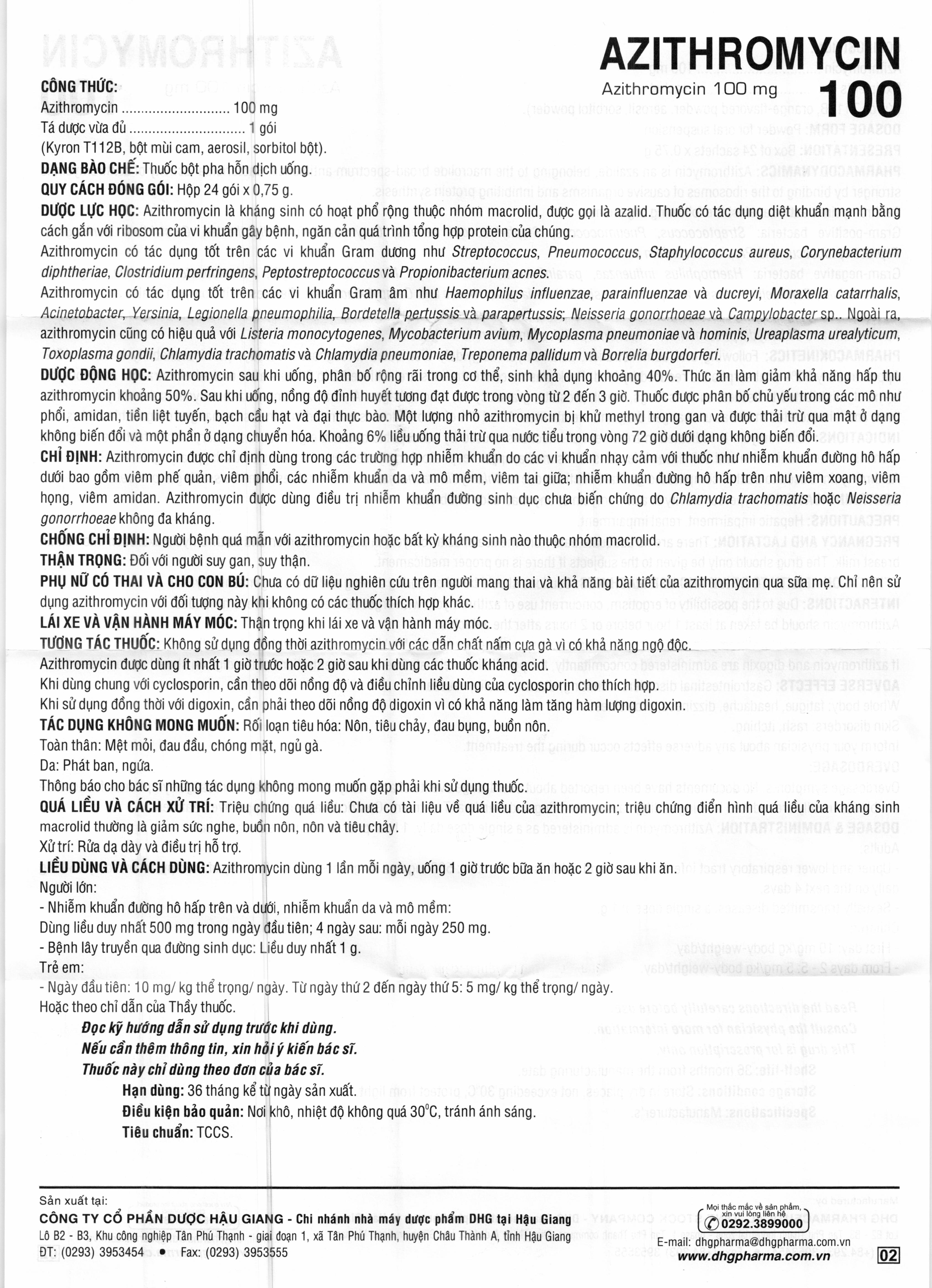 Thuốc Azithromycin 100mg hộp 24 gói-Nhà thuốc An Khang