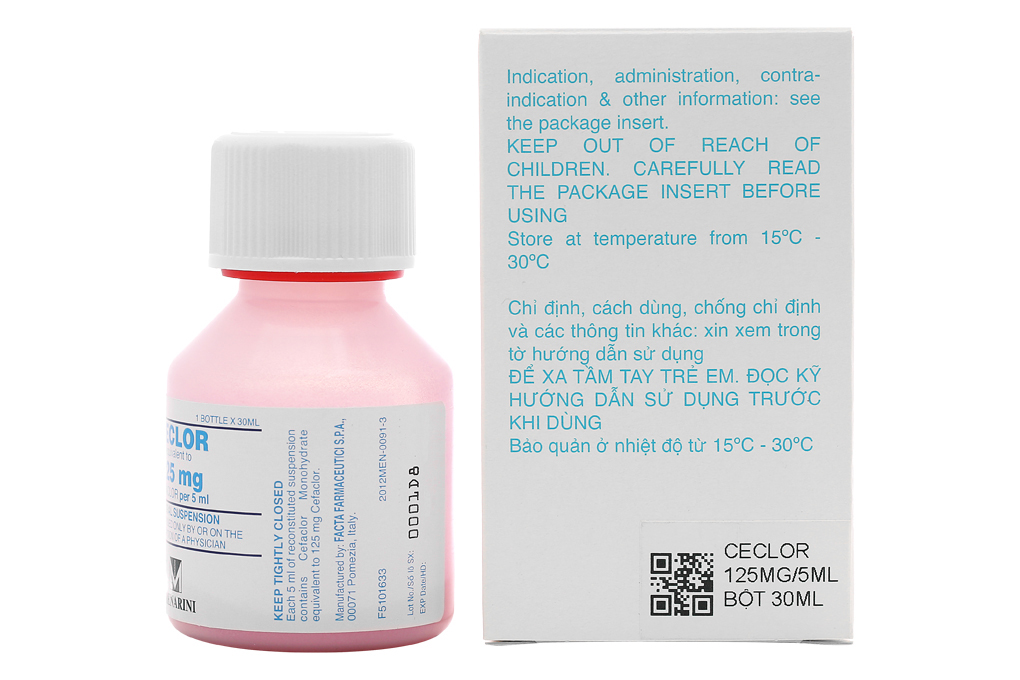 Cốm pha hỗn dịch uống Ceclor Menarini 125mg/5ml trị nhiễm khuẩn lọ 30ml ...