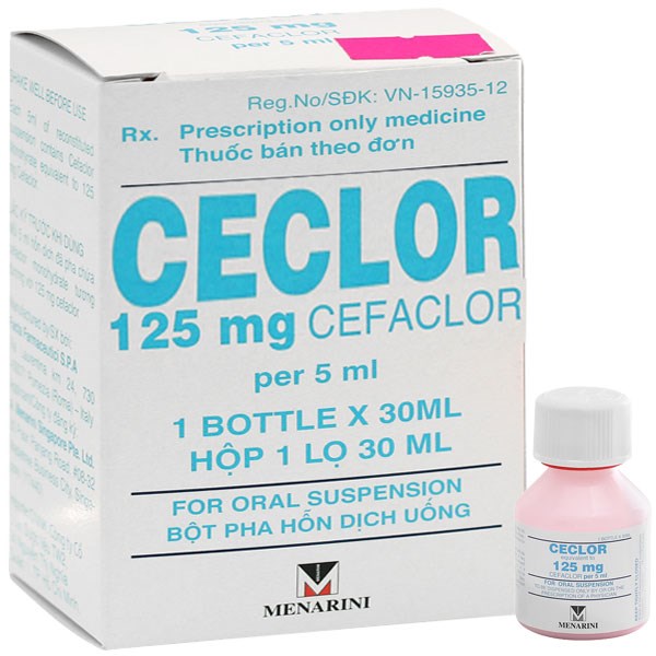 Cốm pha hỗn dịch uống Ceclor Menarini 125mg/5ml trị nhiễm khuẩn lọ 30ml ...