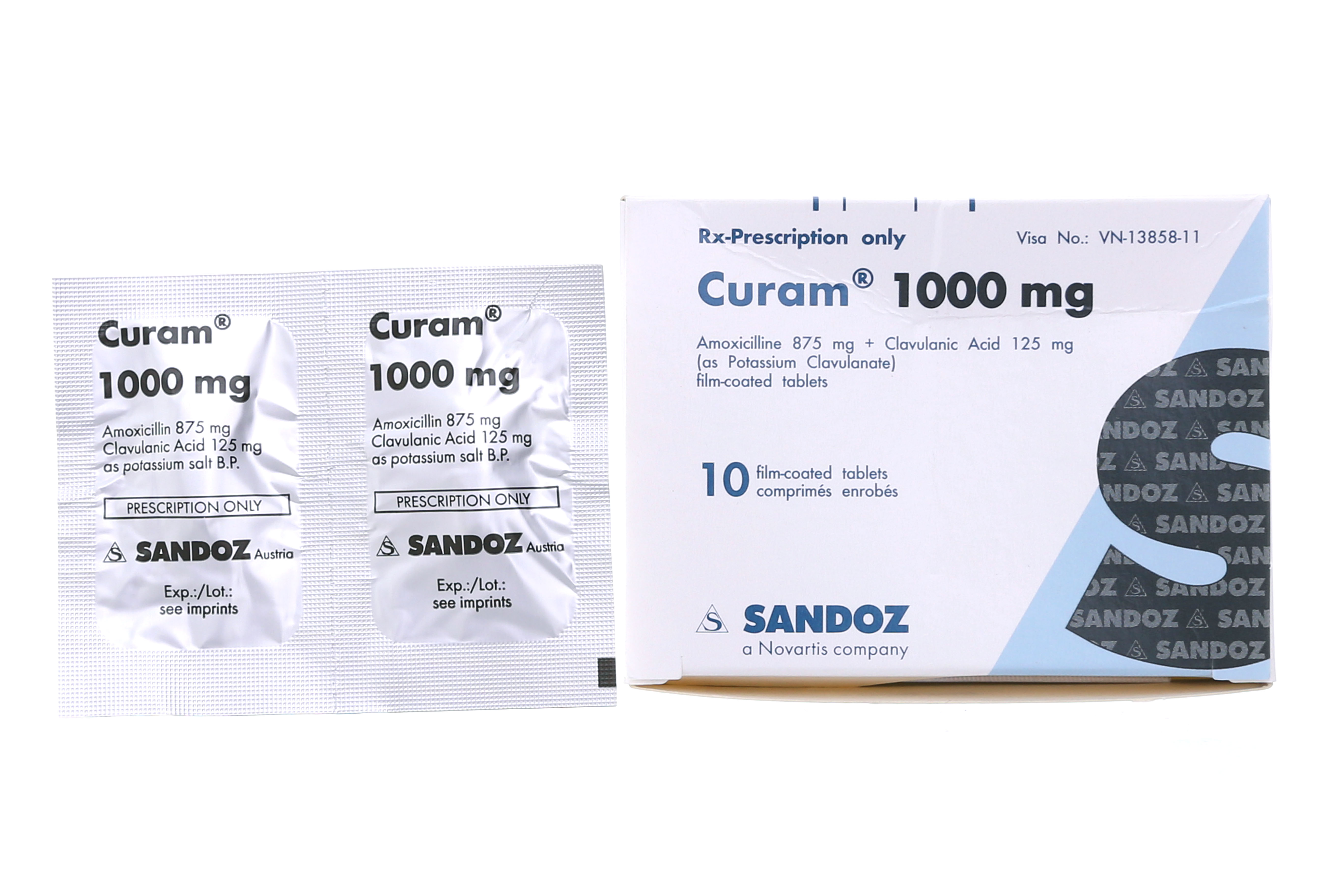Curam 1000mg trị nhiễm khuẩn (5 vỉ x 2 viên) - 08/2024 ...