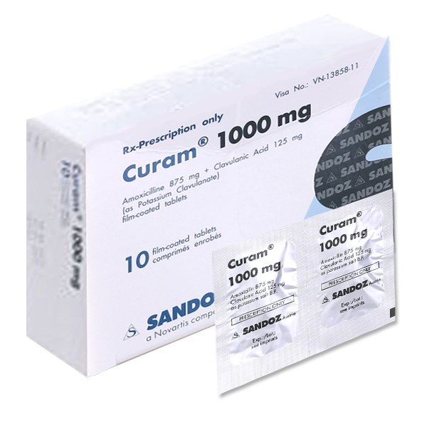Curam 1000mg trị nhiễm khuẩn (5 vỉ x 2 viên) - 09/2024 ...