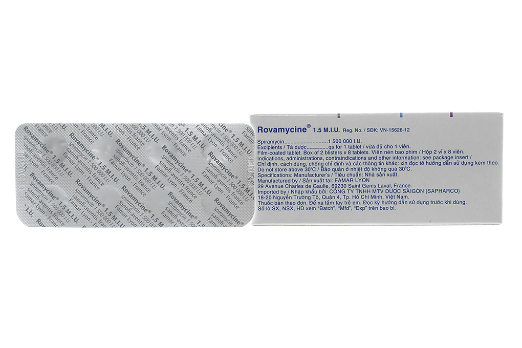 Rovamycine 1.5MIU trị nhiễm khuẩn (2 vỉ x 8 viên) - 07/2024 ...