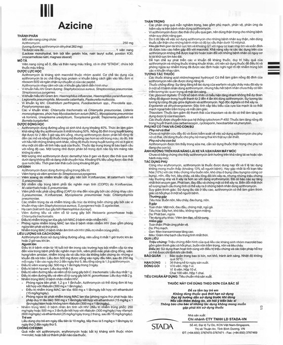 Thuốc kháng sinh Azicine 250mg hộp 6 viên-Nhà thuốc An Khang