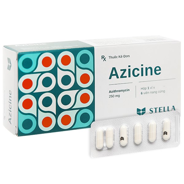 Azicine 250mg trị viêm họng, viêm amidan, viêm xoang (1 vỉ x 6 viên ...