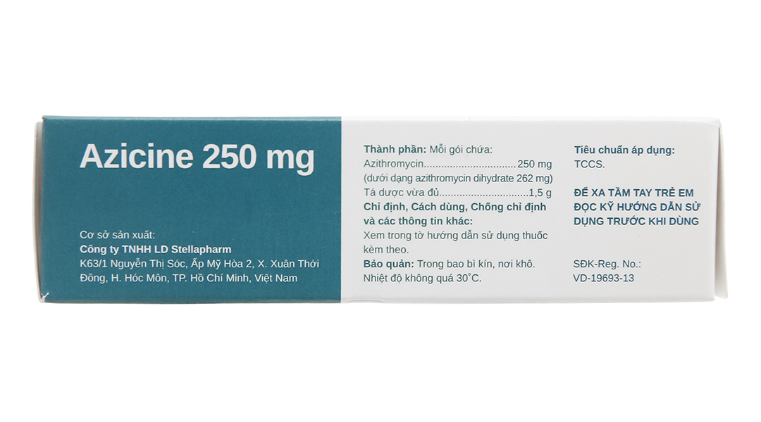 Thuốc cốm Azicine 250mg trị các chứng nhiễm khuẩn(6 gói x 1.5g) - 08/ ...