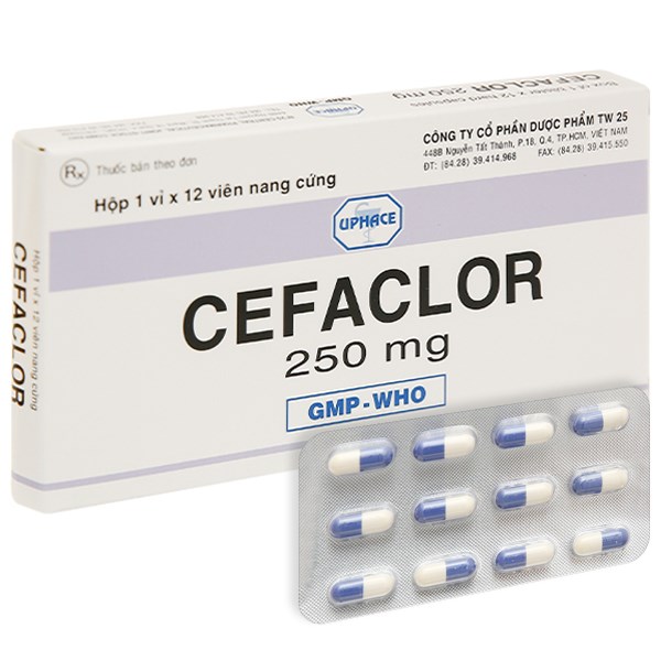 Cefaclor Uphace 250mg trị viêm tai giữa cấp, viêm xoang cấp (1 vỉ x 12 ...