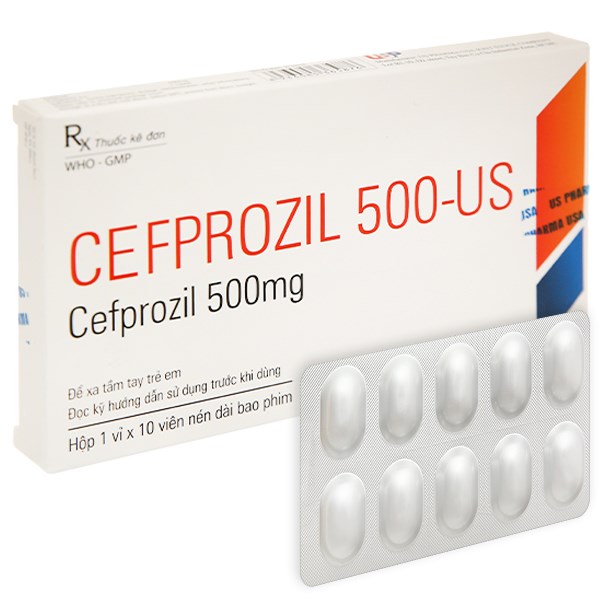 Thuốc Cefprozil 500-US trị nhiễm khuẩn, viêm tai giữa cấp tính (1 vỉ x ...