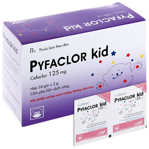 Cốm pha hỗn dịch uống Pyfaclor Kid 125mg trị nhiễm khuẩn hô hấp (24 gói ...