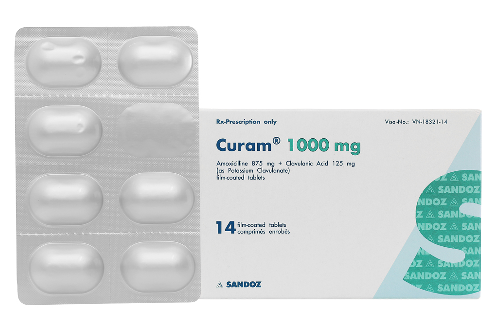Curam 1000mg trị nhiễm khuẩn (2 vỉ x 7 viên) - 08/2024 ...