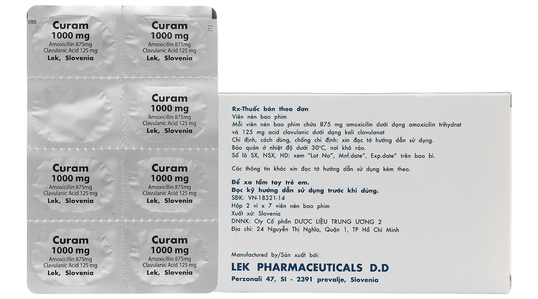 Curam 1000mg trị nhiễm khuẩn (2 vỉ x 7 viên) - 08/2024 ...