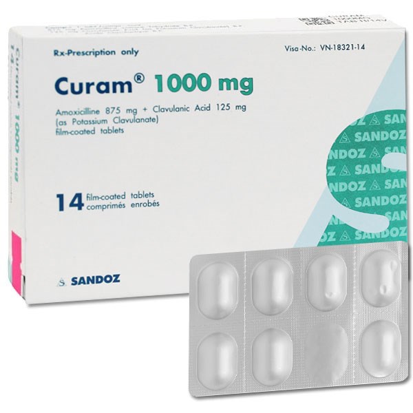 Curam 1000mg trị nhiễm khuẩn (2 vỉ x 7 viên) - 10/2024 ...