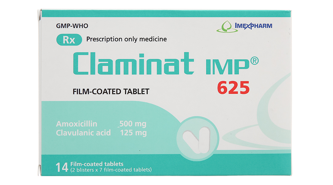 Claminat IMP 625 trị nhiễm khuẩn (2 vỉ x 7 viên) - 08/2024 ...