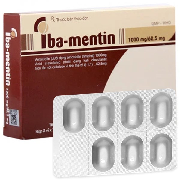 Iba-mentin 1000mg/62.5mg trị nhiễm khuẩn (2 vỉ x 7 viên) - 11/2024 ...