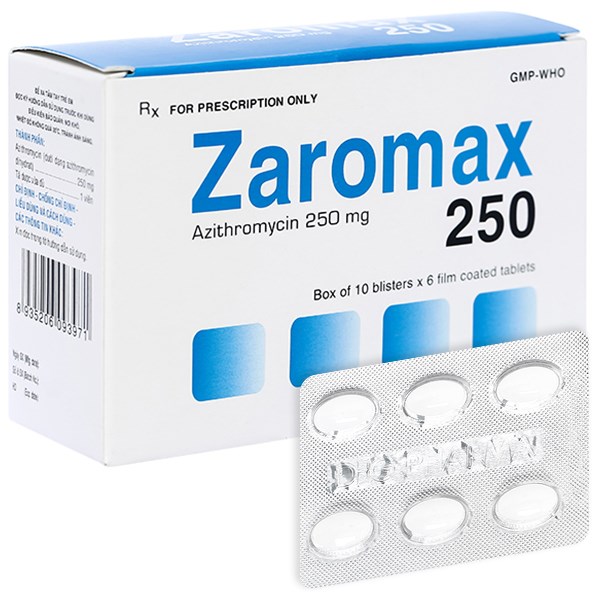 Zaromax 250 trị nhiễm khuẩn (10 vỉ x 6 viên) - 10/2024 ...
