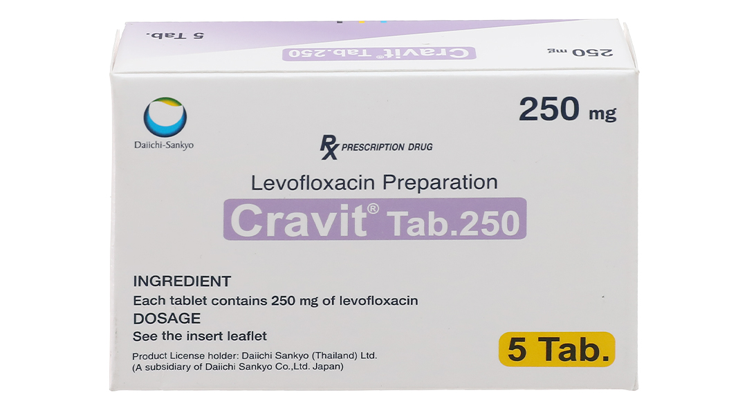 Cravit Tab 250 trị nhiễm khuẩn (1 vỉ x 5 viên) - 04/2024 ...