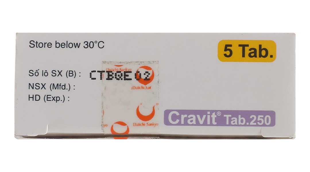 Cravit Tab 250 trị nhiễm khuẩn (1 vỉ x 5 viên) - 04/2024 ...