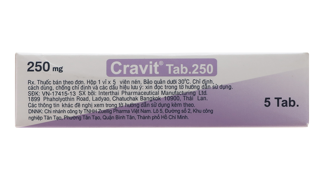 Cravit Tab 250 trị nhiễm khuẩn (1 vỉ x 5 viên) - 04/2024 ...