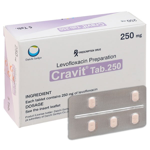 Cravit Tab 250 trị nhiễm khuẩn (1 vỉ x 5 viên) - 11/2024 ...