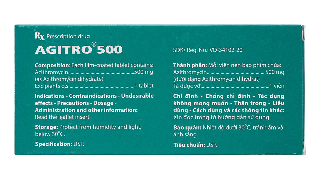 Agitro 500 trị nhiễm khuẩn gây ra bởi vi khuẩn nhạy cảm (2 vỉ x 3 viên) - 07/2024 ...