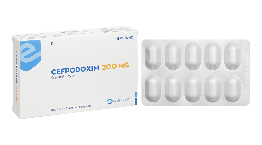 Cefpodoxim 200mg Euvipharm trị nhiễm khuẩn (1 vỉ x 10 viên) - 08/2024 ...