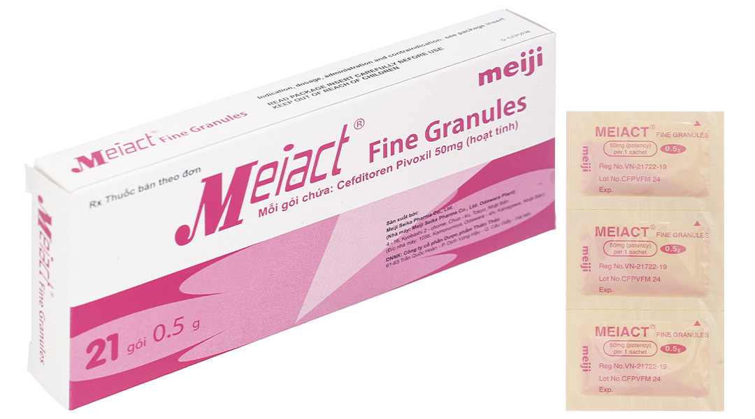Thuốc bột Meiact Fine Granules 50mg trị nhiễm khuẩn (21 gói x 0.5g ...