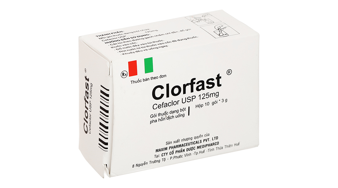 Bột pha hỗn dịch uống Clorfast 125mg trị nhiễm khuẩn (10 gói x 3g) - 07 ...