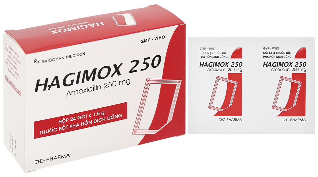Bột pha hỗn dịch uống Hagimox 250 trị nhiễm khuẩn (24 gói x 1.5g) - 07/ ...