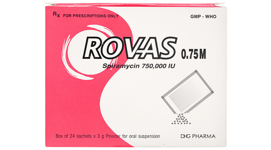 Bột pha hỗn dịch uống Rovas 0.75M trị nhiễm khuẩn (24 gói x 3g) - 06/2024 | nhathuocankhang.com