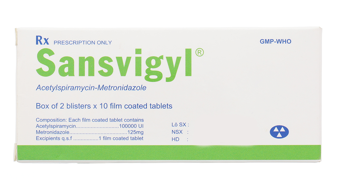 Sansvigyl Hà Tây trị các bệnh nhiễm trùng về răng, miệng (2 vỉ x 10 ...