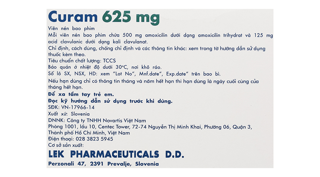 Curam 625mg trị nhiễm khuẩn (10 vỉ x 8 viên) - 08/2024 ...