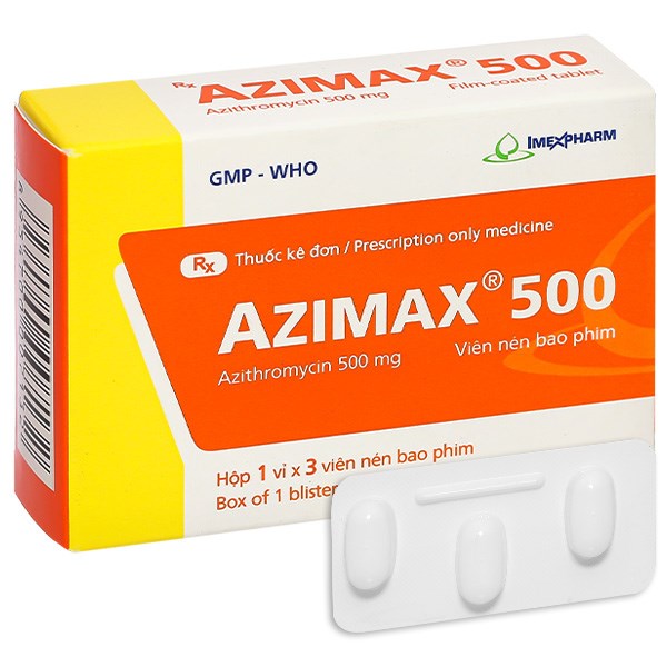 Azimax 500mg trị nhiễm khuẩn (1 vỉ x 3 viên) - 10/2024 | nhathuocankhang.com