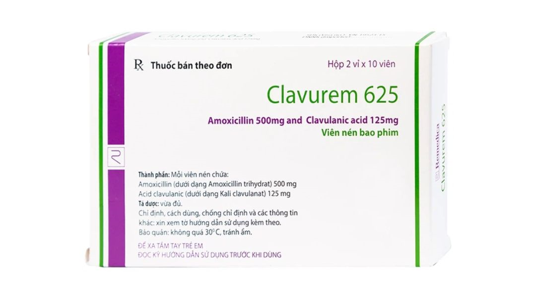 Clavurem 625 trị nhiễm khuẩn (2 vỉ x 10 viên) - 07/2024 ...