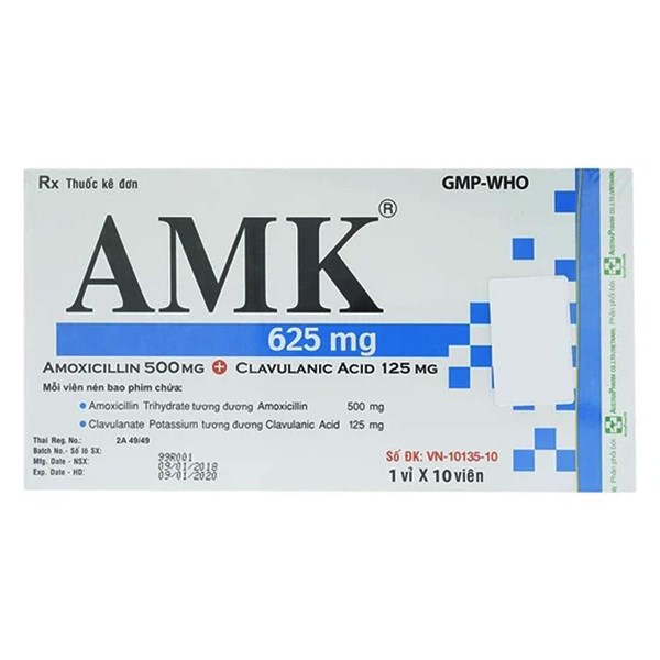 AMK RX 625mg trị nhiễm trùng đường hô hấp (2 vỉ x 5 viên) - 12/2024 ...