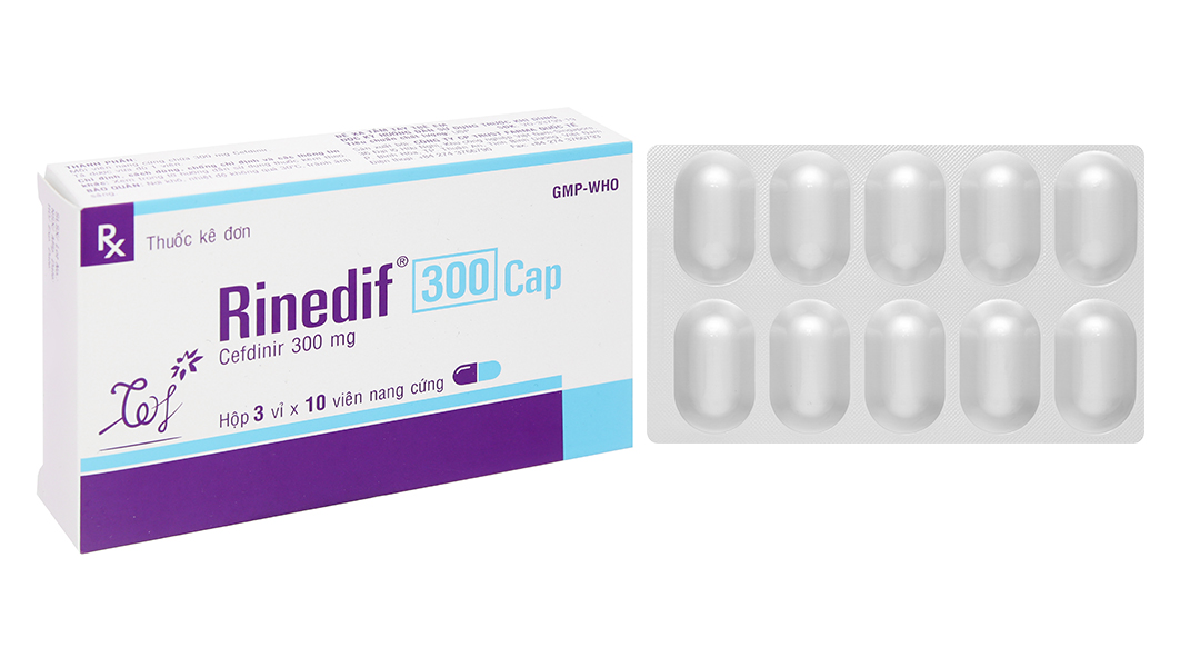 Rinedif 300 Cap trị nhiễm khuẩn từ nhẹ đến trung bình (3 vỉ x 10 viên ...