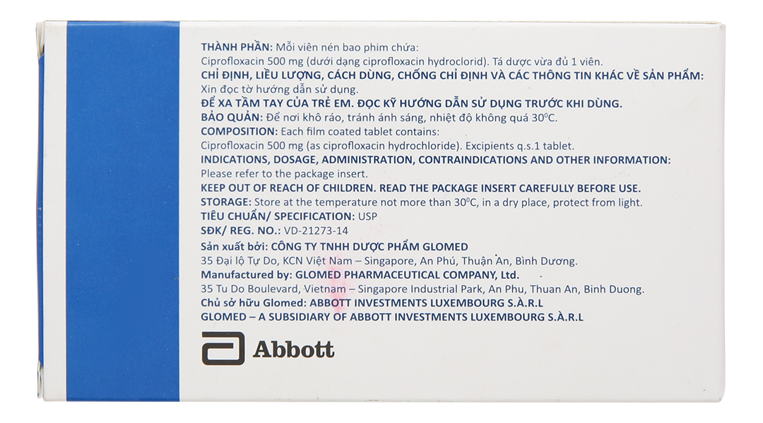 Glocip 500 trị nhiễm khuẩn (3 vỉ x 10 viên) - 08/2024 | nhathuocankhang.com