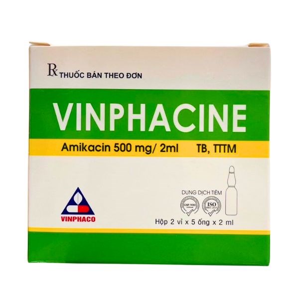 Dung dịch tiêm Vinphacine 500mg trị nhiễm khuẩn nhạy cảm với amikacin ...